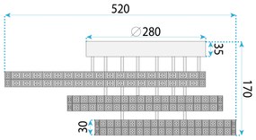 Toolight Toolight, LED stropní svítidlo 52cm, 54W, 4000K, 4500lm, MS013-C, růžové zlato, OSW-09625