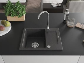 Mexen Enzo - dřez granitový 57,6x46,5cm, 1-komorový, černá-skvrny, 6506571005-76