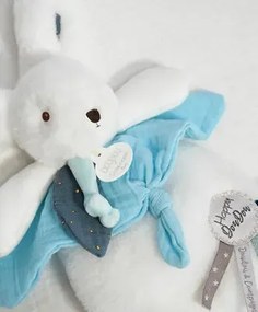 Doudou Dárková sada - Plyšový králíček s muchláčkem 25 cm modrá / od 0