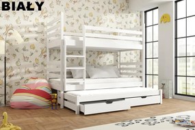 Patrová postel TOMI 80x200  cm s přistýlkou a úložným prostorem - bílá