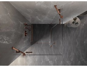 Mexen Lunar Duo, výklopný sprchový kout 110 x 110 cm, 8mm čiré sklo, profil růžové zlato, 834-110L-110P-60-00