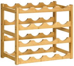 HOMCOM Bambusový stojan na víno na 16 lahví 43x23,5x38cm, stylový design z přírodního dřeva do kuchyně a obývacího pokoje | Aosom.de