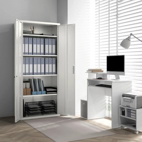 HOMCOM Skříň na dokumenty, kancelářská skříň se 2 dveřmi, 5úrovňová multipurpose skříň s nastavitelností polic, ocelová úložná skříň, pro domácí kanc…