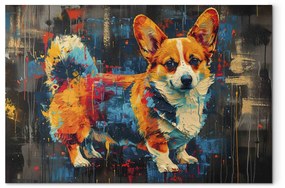 Obraz Pet Among the Paints - Corgi Dog Posing on a Painted Background