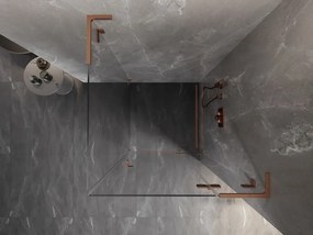 Mexen Lunar, L výklopný sprchový kout pravý 90 x 90 cm, 8mm čiré sklo, profil měděná matná, 834L-090-090-65-00-P
