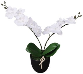 Umělá rostlina orchidej s květináčem 30 cm bílá