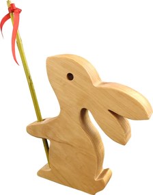 AMADEA Dřevěná dekorace zajíc, masivní dřevo, 15 cm, český výrobek