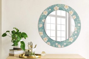 Kulaté dekorativní zrcadlo na zeď Květinový vzor fi 50 cm