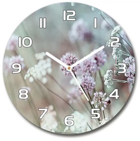 Wallmuralia Skleněné hodiny kulaté Divoké květiny fi 30 cm