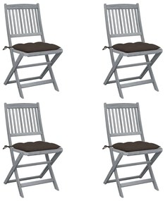 Skládací zahradní židle s poduškami 4 ks masivní akáciové dřevo,  3064586