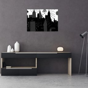 Skleněný obraz - Město s nápisy a vzory (70x50 cm)