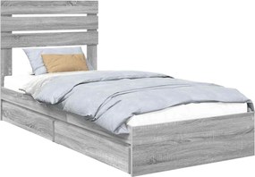 Postel s úložným prostorem se zásuvkou Šedá Sonoma 90 x 190 cm 3411603