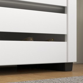 HOMCOM 5-úrovňový botník s 4 nastavitelnými policemi a mřížkovými dveřmi, moderní úsporný organizér na boty z dřeva, 76x33x98 cm, bílý