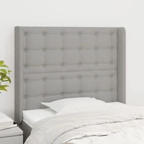 Čelo postele typu ušák světle šedé 83x16x118/128 cm textil 3119988