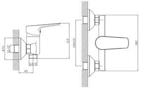 Sapho, LOTTA nástěnná baterie, bez ramínka, černá matná