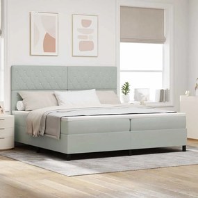 Postel s boxspringem s matrací Světle šedá 200 x 200 cm samet 3339788