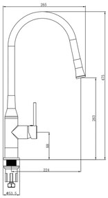 Sapho - Dřezová baterie s flexibilním ramínkem SILI černá/lesklý chrom
