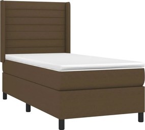Box spring postel s matrací a LED tmavě hnědá 80x200 cm textil 3138352