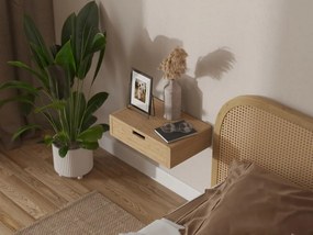 Benlemi Zaoblený závěsný noční stolek se šuplíkem LUNA FLO přírodní Zvolte kvalitu dřeva: 1. Dubový masiv třídy A