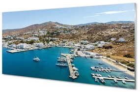 Obraz na skle Řecko Coast horské město 125x50 cm