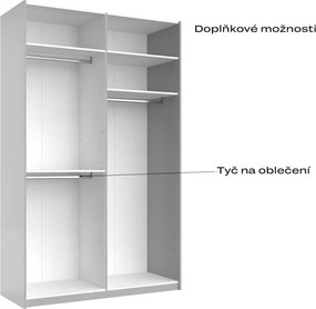 Skříň s posuvnými dveřmi 1,5x2,4 m lesklá / zrcadlo Megy