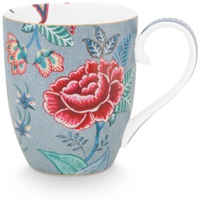 Pip Studio Flower Festival hrnek XL 440ml, modrý (hrnek z tenkostěnného porcelánu)
