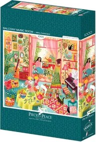 PIECES  PEACE Čtvercové puzzle Hudební pokoj s balkonem / 1000 dílků /