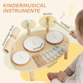AIYAPLAY dětské bicí 4-v-1 Montessori sada hudebních nástrojů s bubny, xylofonem a perkusními nástroji pro děti od 2 let
