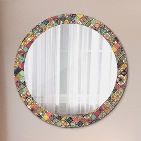 Kulaté dekorativní zrcadlo Etnický květinový fi 80 cm