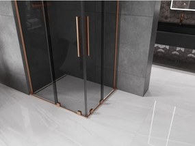 Mexen Velar L Duo, sprchový kout s posuvnými dveřmi 90 x 80 cm, 8mm šedé sklo, měděná matná, 871-090-080-02-43-65