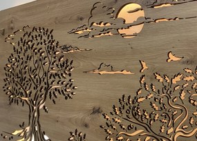 Li-Go "Tři duby" světelný obraz s baterií 120x60cm varianta: ovládání na obraze bez dálkového ovladače, provedení: bříza