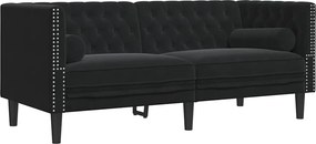 2dílná sedací souprava Chesterfield s podhlavníky černá samet 3209296