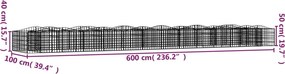 Klenutý gabion vyvýšený záhon 600x100x50 cm pozinkované železo 153552