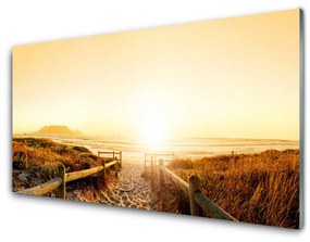 Obraz na skle Stezka Pláž Moře 125x50 cm