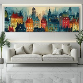 Obraz na plátně - Věže, střechy, Vinohrady FeelHappy.cz Velikost obrazu: 120 x 40 cm