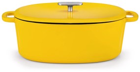Fabini Smaltovaný litinový oválný kastrol s poklicí Ø 33 cm (7 l), žlutý - rozbaleno