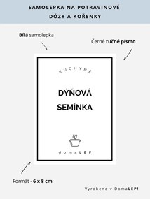 DÝŇOVÁ SEMÍNKA – bílá samolepka na dózu, tučné písmo, 6 x 8 cm | DomaLEP