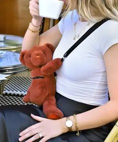 DOUDOU Plyšová taška přes rameno Medvídek terakotový / 30 cm / od 2 le