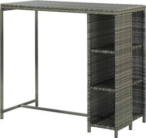 Barový stolek s úložným regálem šedý 120x60x110 cm polyratan 313477