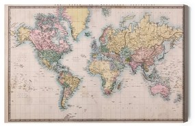 Obraz Mapa Světa Ve Starém Stylu Nedostatek Nedostatek Plátno Canvas 120x80