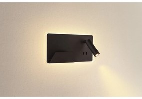 SLV 1003455 Somnila Flex, nástěnné svítidlo k posteli, LED 13W 3000K, černá, verze vlevo, USB přípojka