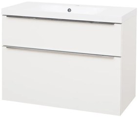 Mereo Mereo, Mailo, koupelnová skříňka s umyvadlem z litého mramoru 101 cm, bílá, dub, antracit, CN512M