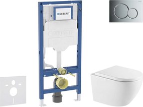 Geberit Duofix - Set předstěnové instalace, klozetu Oudee a sedátka softclose, tlačítko Sigma01, lesklý chrom SANI11CA1167