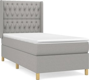 Box spring postel s matrací světle šedá 90x190 cm textil 3132193