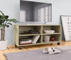 vidaXL TV skříňka na kolečkách 90x35x35cm kompozitní dřevo [800185] Barva: kouřový dub