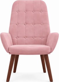 relaxační křeslo, odpočinkové, dřevo/kov/textil, 96x69x78 cm, nohy tmavé/růžová, Dekorino KR20260049