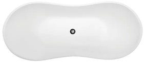 Besco Volně stojící vana z litého mramoru Viya Matt 160x70 (170x71) Barva: Bílá, Rozměry (cm): 168x71,5, Typ a barva výpustě: Click-Clack s horním čištěním, chrom