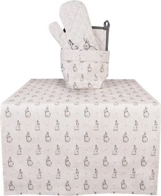 Béžový běhoun na stůl s králíčkem Bunny Buddies - 50*140 cm