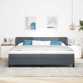 Postel s boxspringem s matrací Tmavě šedá 200 x 200 cm samet 3340353