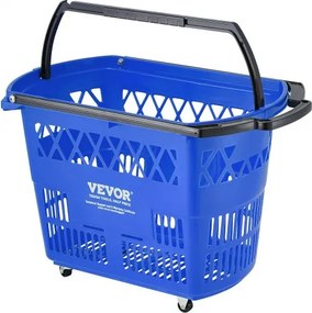 Plastový košík nákupního vozíku na kolečkách 6KS 39 L s rukojetí